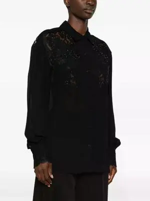 ERMANNO FIRENZE Lace-panelled Sequin-embellished Shirt