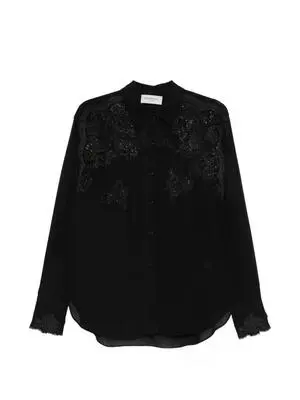 ERMANNO FIRENZE Lace-panelled Sequin-embellished Shirt - Black