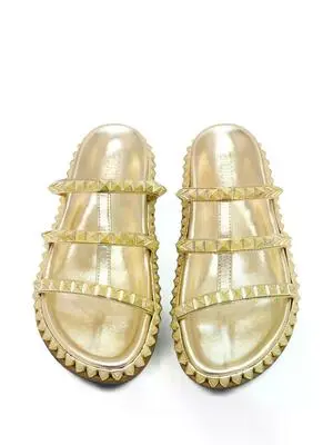 Schutz Raffie Up Studded Leather Sandals
