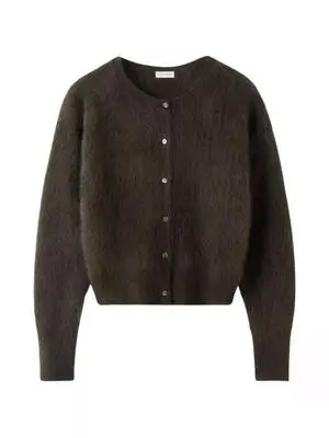 Almada Label Brushed-effect Cardigan - Grey