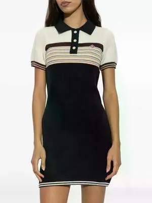 Casablanca Café Striped Logo-patch Mini Dress