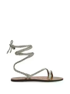Manebí Braided Tie-fastening Sandals - Silver