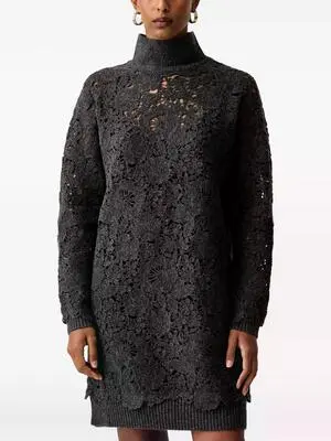 ERMANNO FIRENZE Floral-lace High-neck Mini Dress