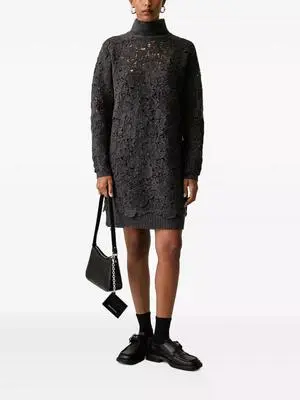 ERMANNO FIRENZE Floral-lace High-neck Mini Dress - Grey