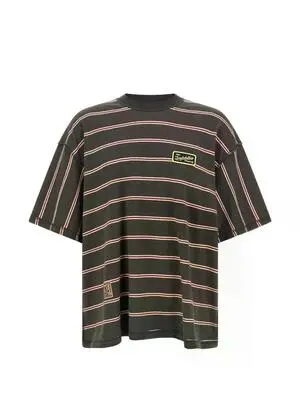 SONG FOR THE MUTE Gym Tee Striped T-shirt - Brown