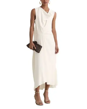 REISS Dorota Draped Dipped Hem Dress
