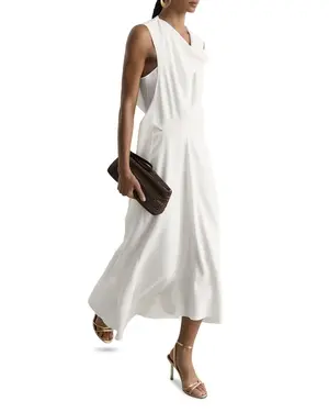 REISS Dorota Draped Dipped Hem Dress