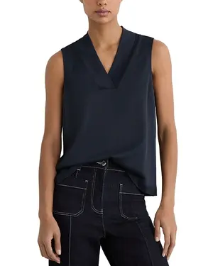 REISS Miley Paneled V Neck Vest - Navy