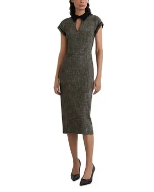 REISS Ava Fitted Cap Sleeve Midi Dress