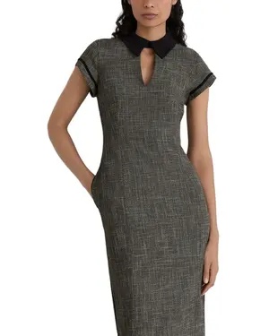 REISS Ava Fitted Cap Sleeve Midi Dress