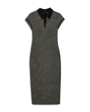 REISS Ava Fitted Cap Sleeve Midi Dress