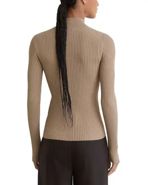 REISS Nancy Directional Rib Knit Top - Neutral