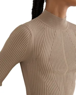 REISS Nancy Directional Rib Knit Top - Neutral