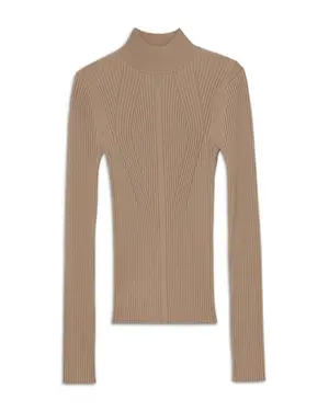 REISS Nancy Directional Rib Knit Top - Neutral