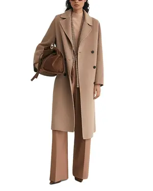 REISS Marina Wool Blend Double Breasted Coat - Camel