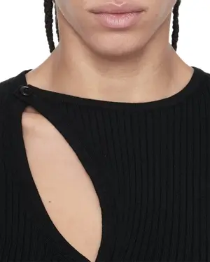 ALLSAINTS Cruz Cutout Asymmetrical Button Front Top - Black