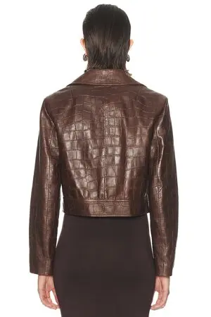 Ralph Lauren Printed Leather Jaxson Lined Moto Jacket