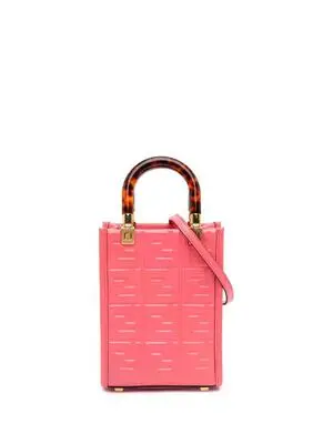 Fendi 2010-2026 Mini Zucca Embossed Leather Sunshine Shopper Tote Satchel - Pink