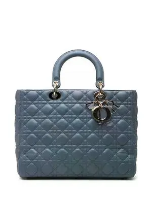 Dior 2019 Large Lambskin Cannage Lady Satchel - Blue