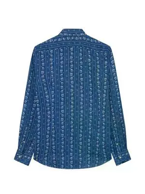 MC2 SAINT BARTH Floral-print Linen Shirt - Blue