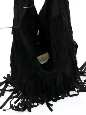 LA MILANESA Large Aretha Fringed Shoulder Bag - Black