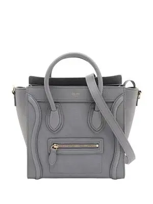 Celine 2010-2026 Nano Leather Luggage Tote Satchel - Grey