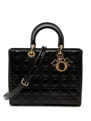 Dior 2017 Large Patent Cannage Lady Satchel - Black