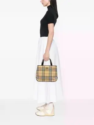 Burberry 2000-2017 House Check Coated Canvas Tote Bag