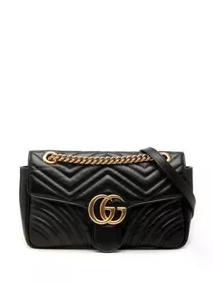 Gucci 2016-2026 Medium Gg Marmont Matelasse Calfskin Shoulder Bag - Black