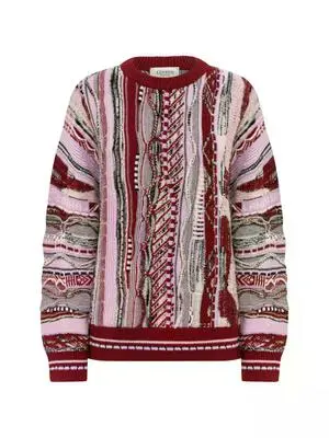 LANEUS Jacquard-knit Boxy Sweater - Red
