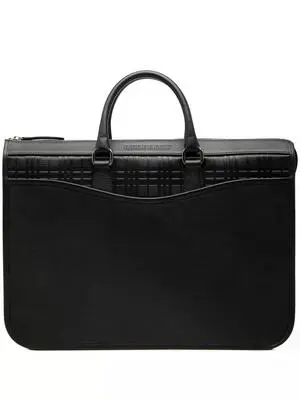 Burberry 2000-2017 Check Embossed Trimmed Leather Business Bag