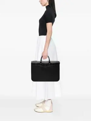 Burberry 2000-2017 Check Embossed Trimmed Leather Business Bag