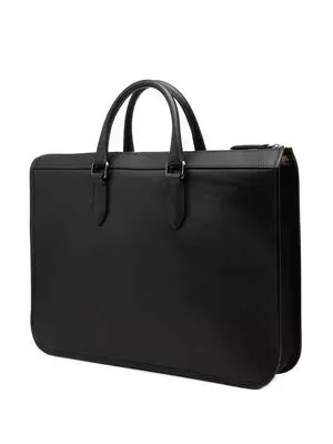 Burberry 2000-2017 Check Embossed Trimmed Leather Business Bag