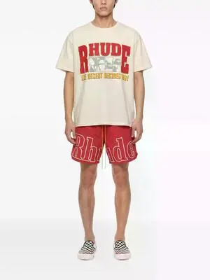 Rhude Graphic-print Cotton T-shirt - Neutrals