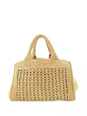 Miu Miu Convertible Open Tote Crochet Raffia Shoulder Bag