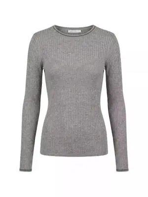 Patrizia Pepe Ribbed-knit Long-sleeve Sweater - Grey