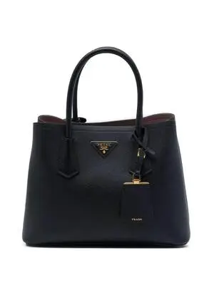 Prada 2010-2026 Small Saffiano Cuir Double Satchel - Black