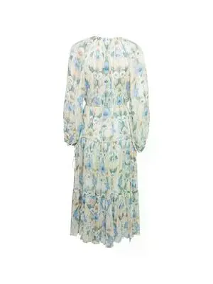 Zimmermann Floral-print Tiered Midi Dress - Blue