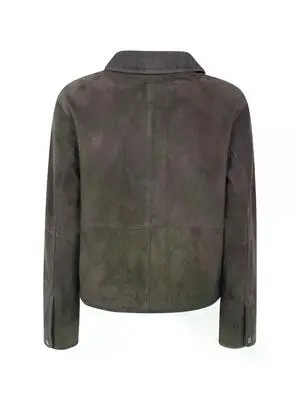THE JACKIE LEATHERS Corduroy-collar Suede Jacket