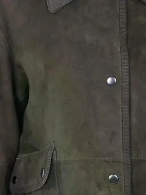 THE JACKIE LEATHERS Corduroy-collar Suede Jacket