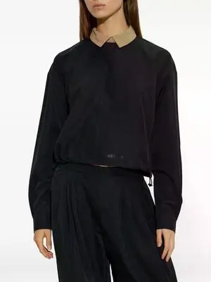RETHINKIT STUDIOS Contrast-collar Drawstring T-shirt