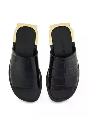FERRAGAMO Crocodile-effect Leather Sandals