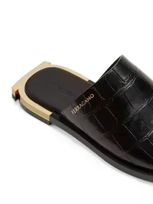 FERRAGAMO Crocodile-effect Leather Sandals