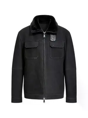 POCHE PARIS Shearling-collar Pocket-detail Jacket