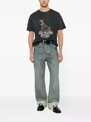 PURPLE BRAND Faded Distressed-cuff Jeans