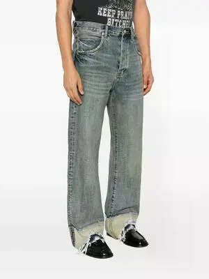 PURPLE BRAND Faded Distressed-cuff Jeans