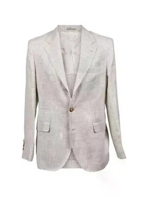 Brunello Cucinelli Checked Linen-blend Suit