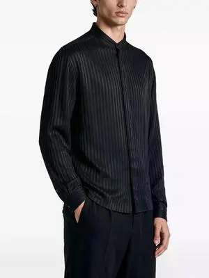 Giorgio Armani Stripe-patterned Band-collar Shirt