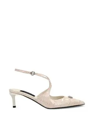 Philipp Plein Croc-effect Skull-embellished Slingback Pumps