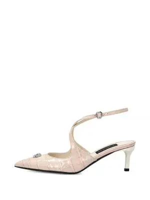 Philipp Plein Croc-effect Skull-embellished Slingback Pumps